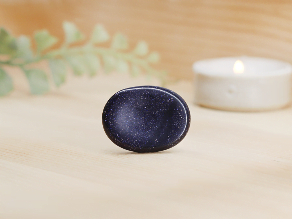 Blue Goldstone Worry Stone - Surrender To Happiness